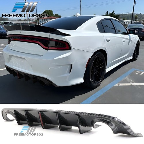 Fits 15-23 Dodge Charger IKON V3 Carbon Fiber Print Rear Bumper Lip w ...
