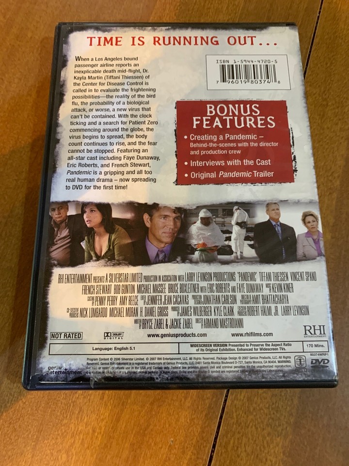 Pandemic (DVD, 2007) Virus Tiffani Thiessen Eric Roberts Contagious ...