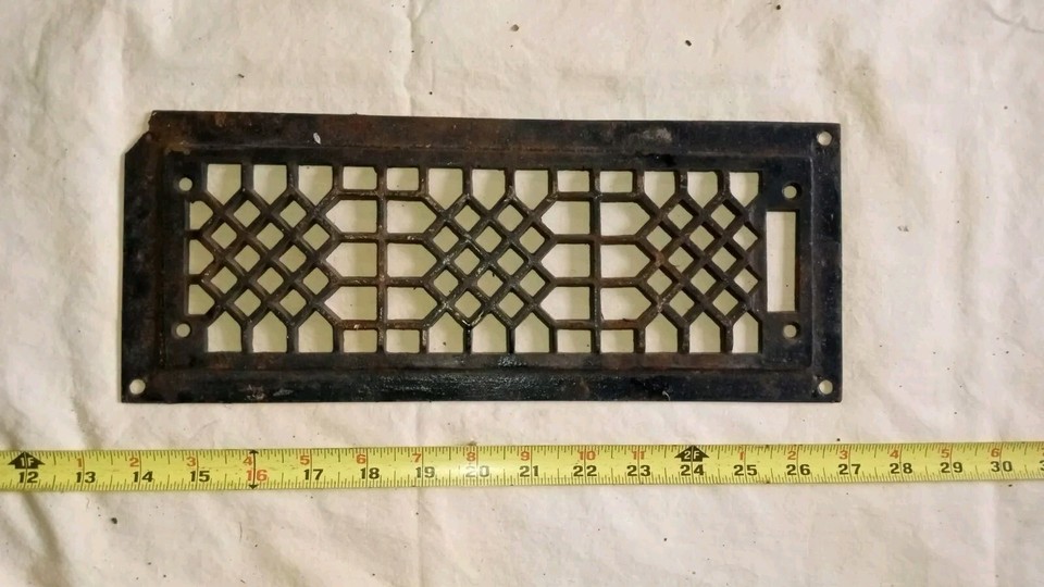 Vintage Rectangular Metal Floor Grate Grid Pattern Salvage Rustic Floor ...
