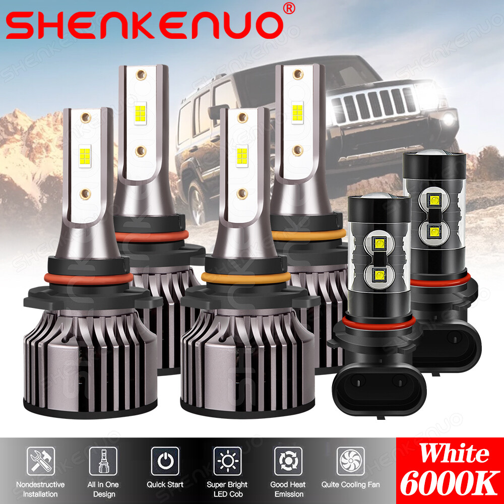 For Jeep Commander 2006-2010 6x LED Headlight Hi/Lo Beam Fog Light ...