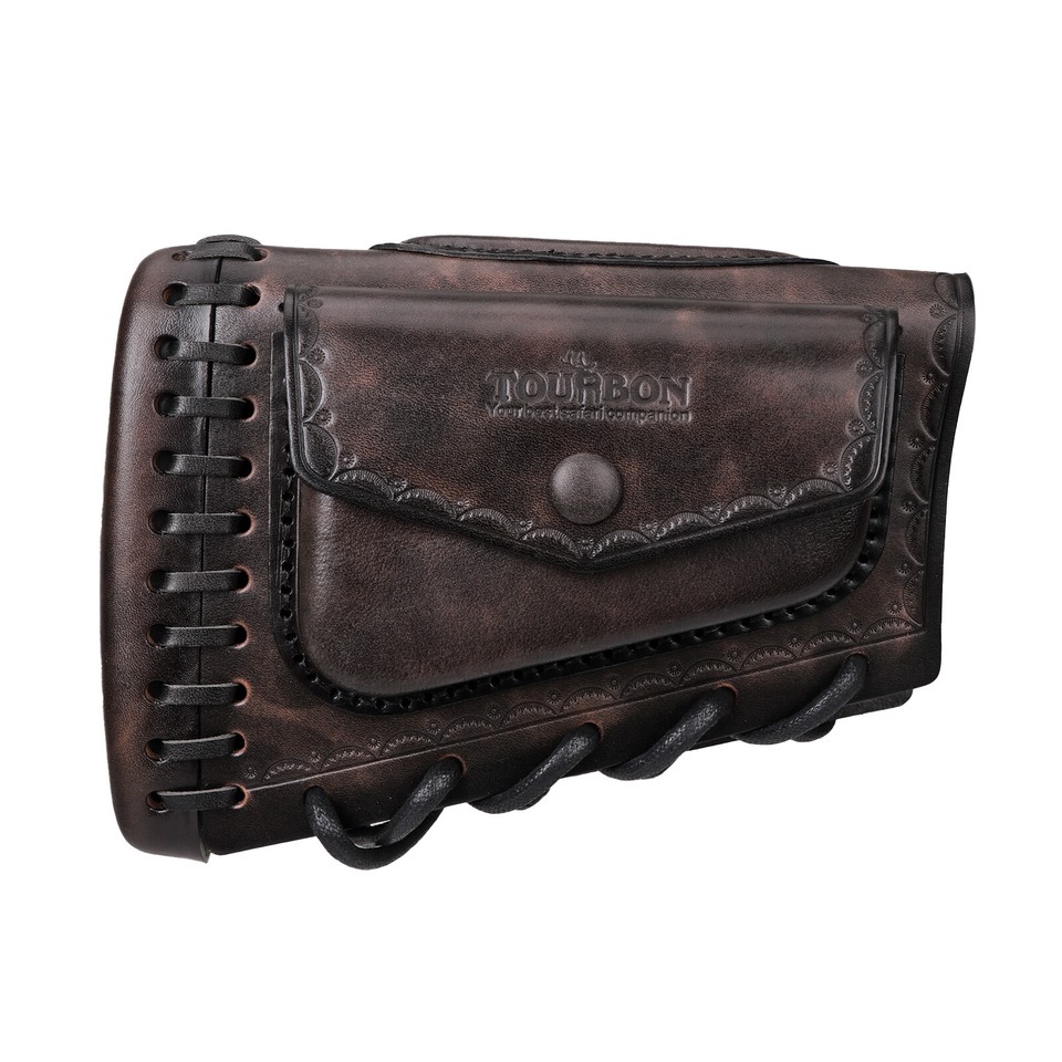 TOURBON Leather Rifle Cheek Rest w/Side Pouch Shotgun Recoil Pad ...