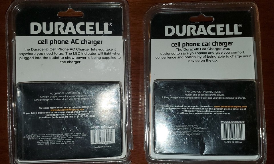Duracell Phone Charger Set AC And Car Charger 2015 Apple Products NIP ...
