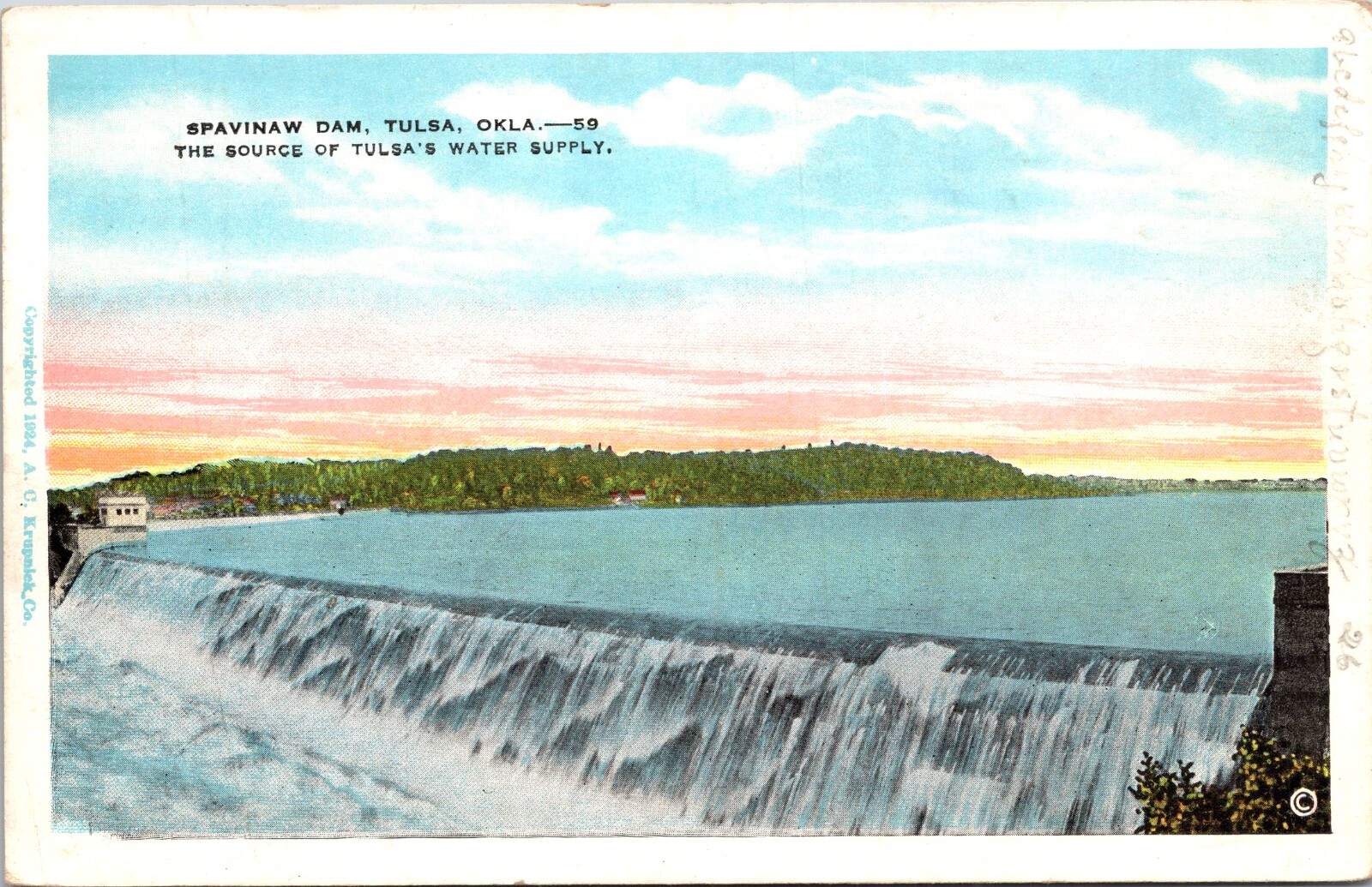 Postcard Tulsa Oklahoma 1924 Spavinaw Dam Tulsa's Water Supply | eBay