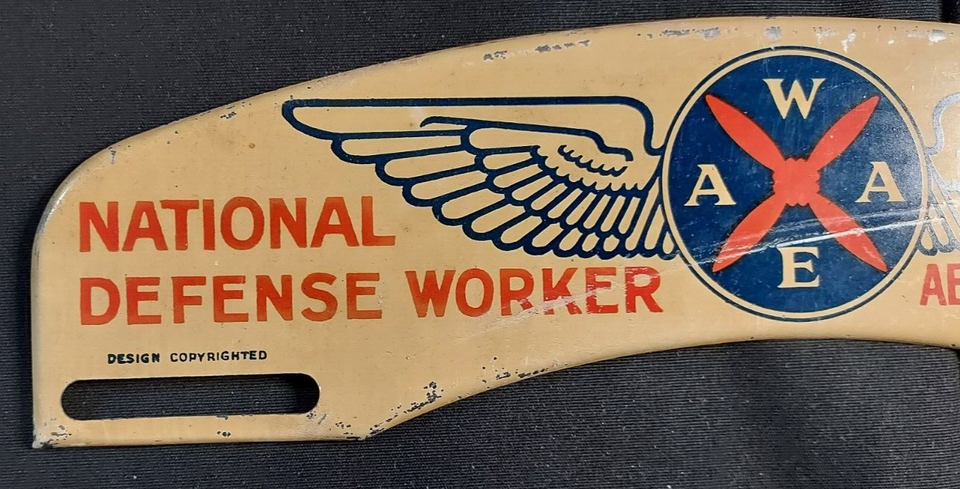 Old License Plate Topper National Defense Worker Wright Aeronautical ...