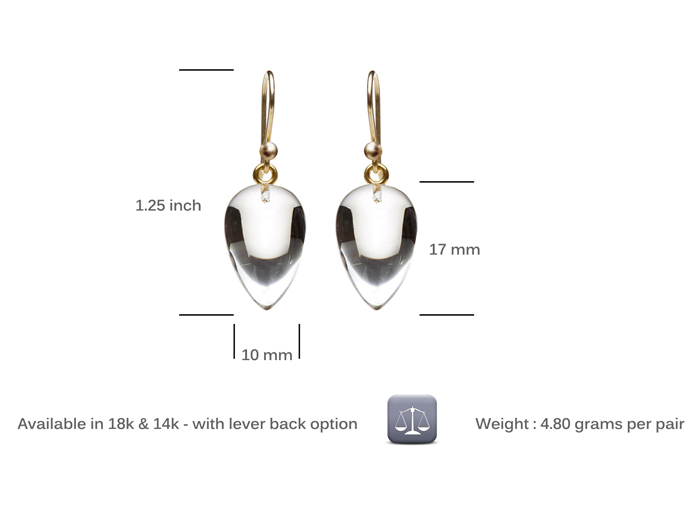 NEW !! SOLID GOLD 18K or 14K Icy Quartz Acorn Designer Earrings Hook ...
