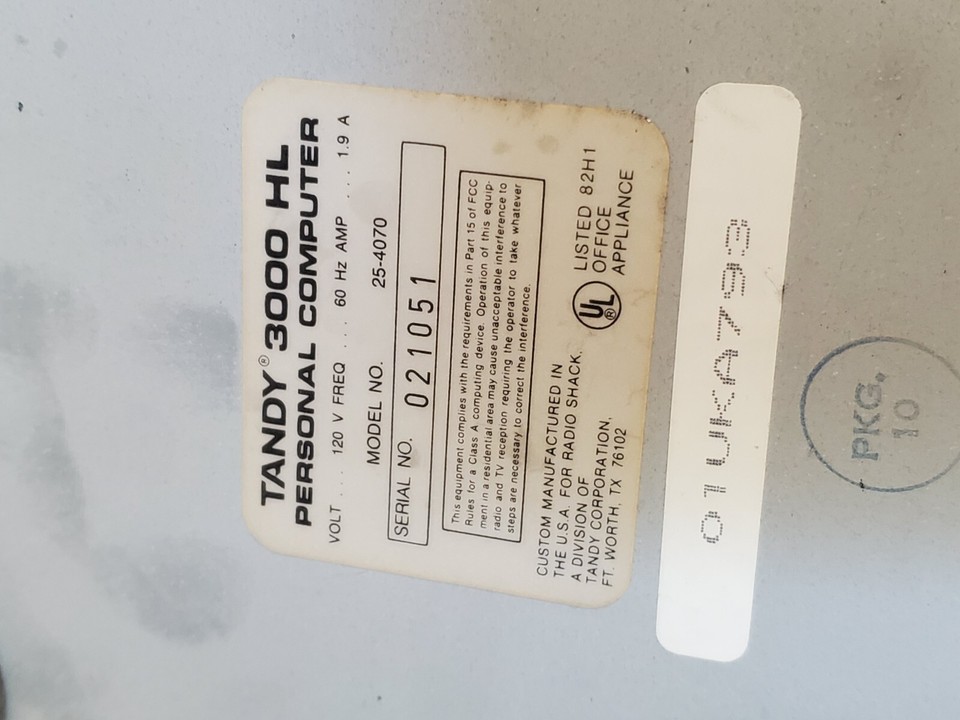 VINTAGE Tandy 3000 HL Computer With Great Cards! See Pics | eBay