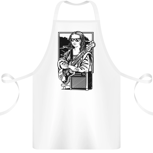 Electric Guitar Mona Lisa Rock Music Player Cotton Apron 100% Organic ...