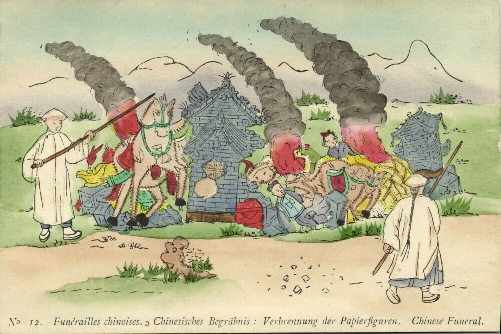 china, Chinese Funeral (1930s) Chefoo, Hand Coloured Mission Postcard ...