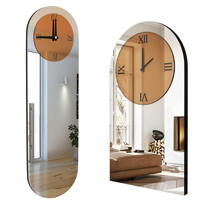 Arched/elliptic Shaped Tinted Glass Wall Clock Living Room Wall Mirror ...