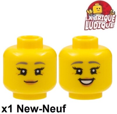 Lego 1X Minifig Head Woman Smile Eyes Squint Round Cheek 3626CPB2964 | eBay