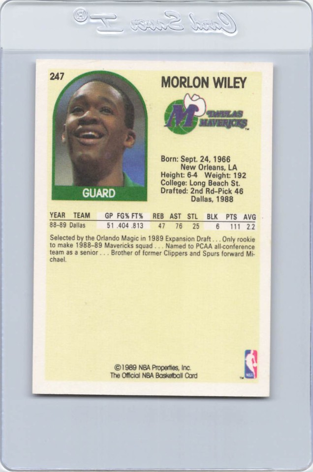 1989/90 Hoops #247 Morlon Wiley Mavericks Signed Auto *J9057 | eBay