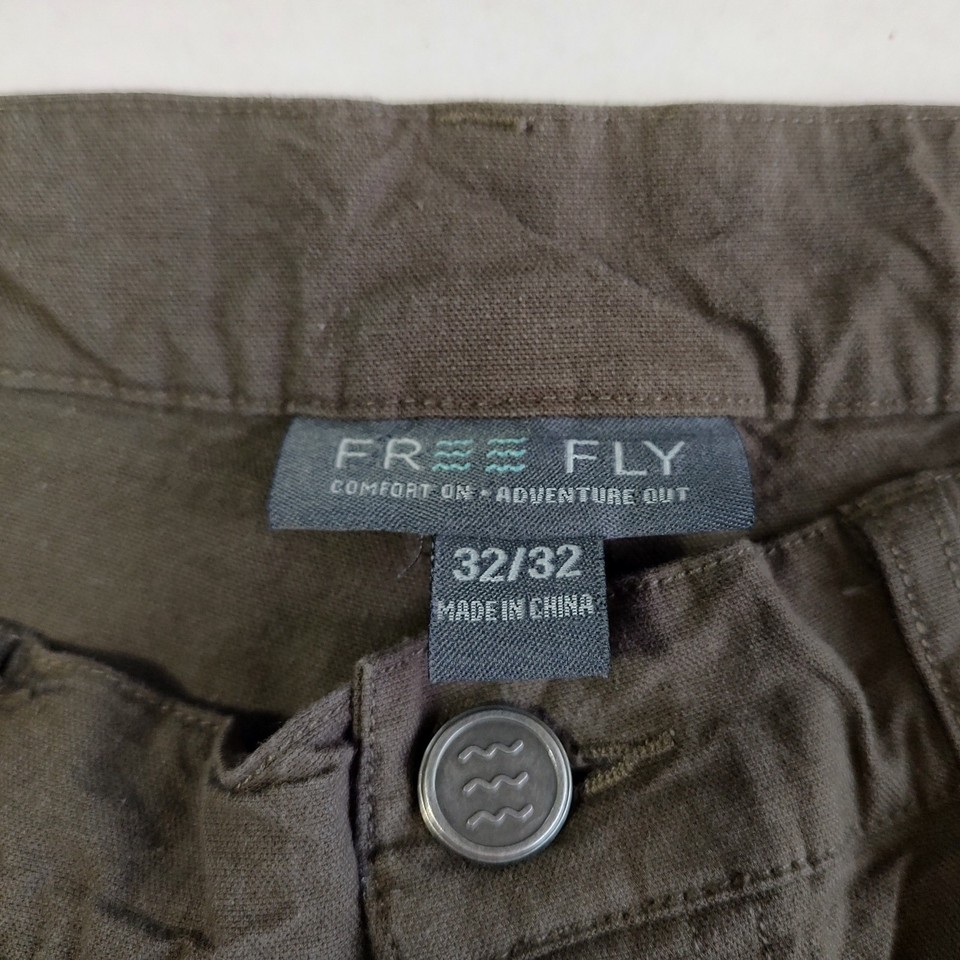 Free Fly Pants Mens 32x32 Gray Bamboo Cotton Stretch Blend Green Chino ...