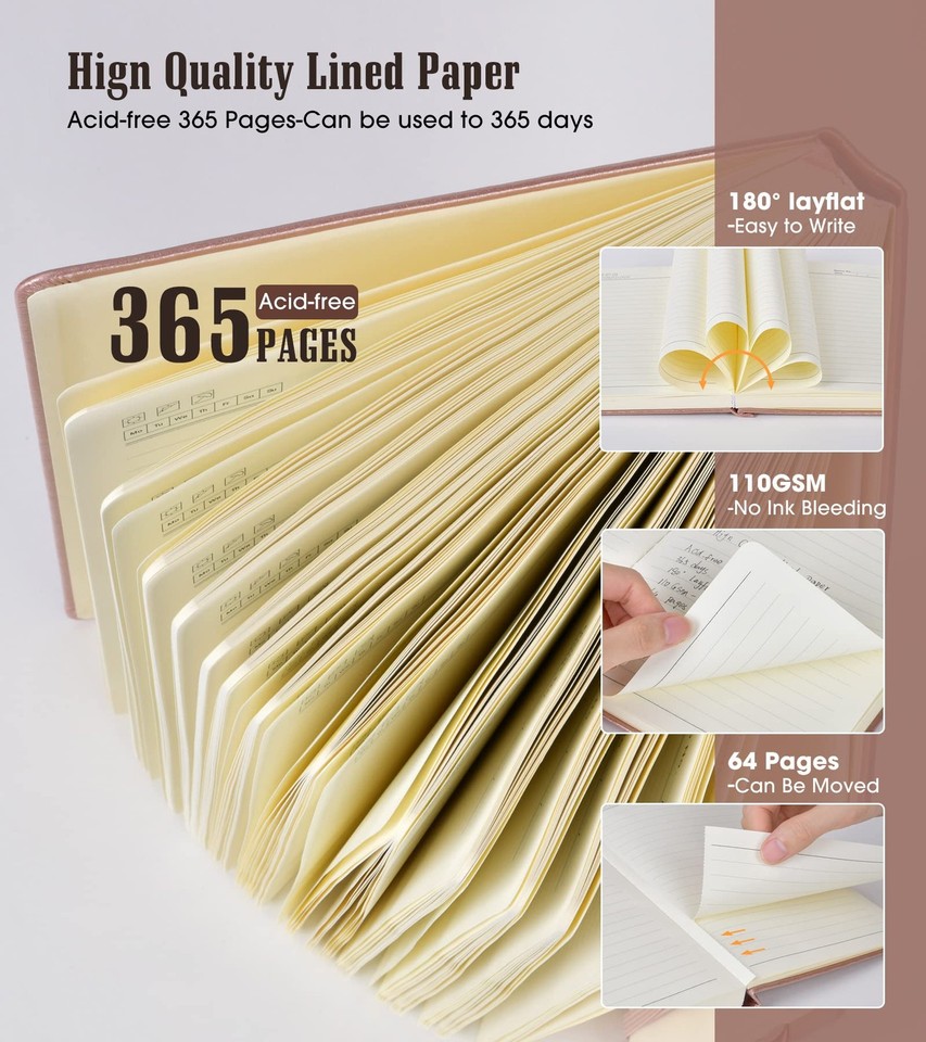 Lined Journal Notebook -365 Pages A5 Thick Journals for Writing Ruled ...