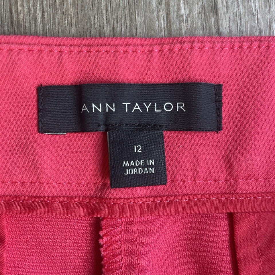 Ann Taylor Pants Womens 12 Pink Wide Leg Ankle Crop Dress Pants Bold ...