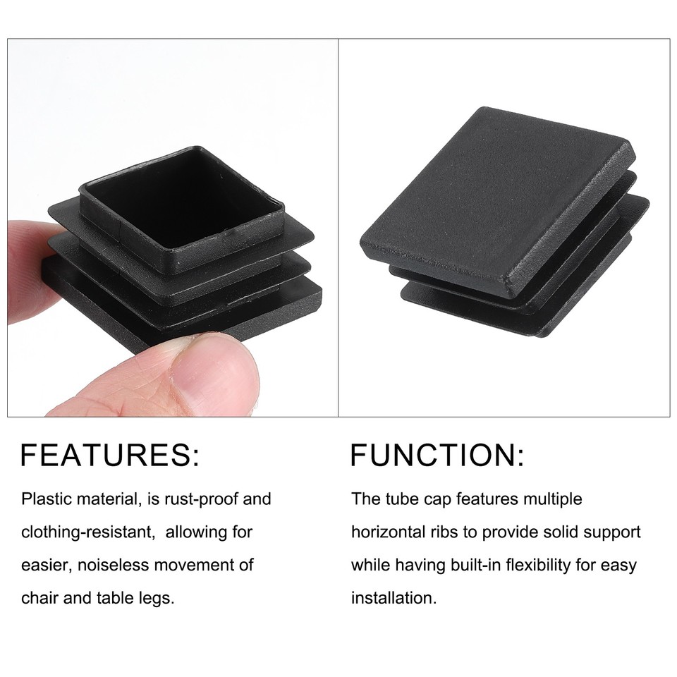 Square Tube End Cap 32x32mm 10Pcs Plastic Plugs Insert End Caps Pipe ...