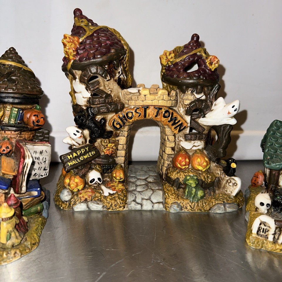 Jo-Ann Spooky Hollow lot of 3 SPOOKY SCHOOL Book Store Porcelain ...