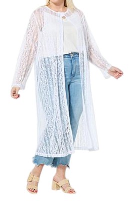 Antthony Women's Crocheted Lace Long-Sleeve Duster White | eBay