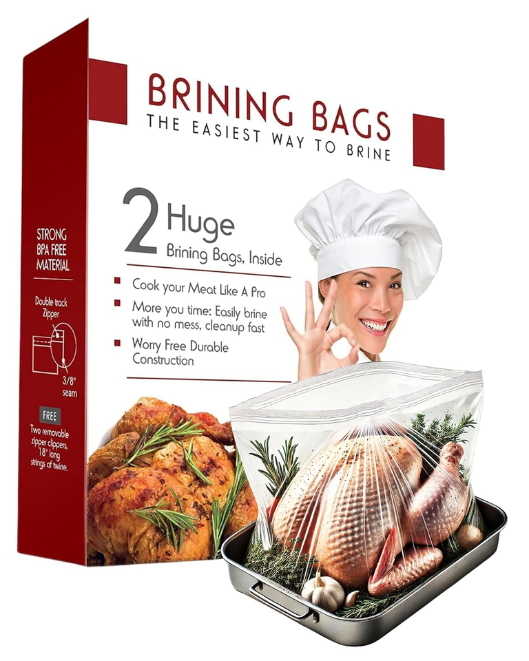 Thanksgiving Turkey Brining Bags with Meat Claws & Baster Kit, Heavy ...