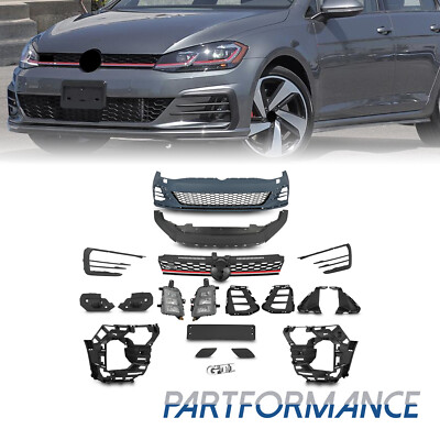 19PCS Front Bumper Cover KIt Fit 2015-2017 Volkswagen Golf MK7 Upgraded ...
