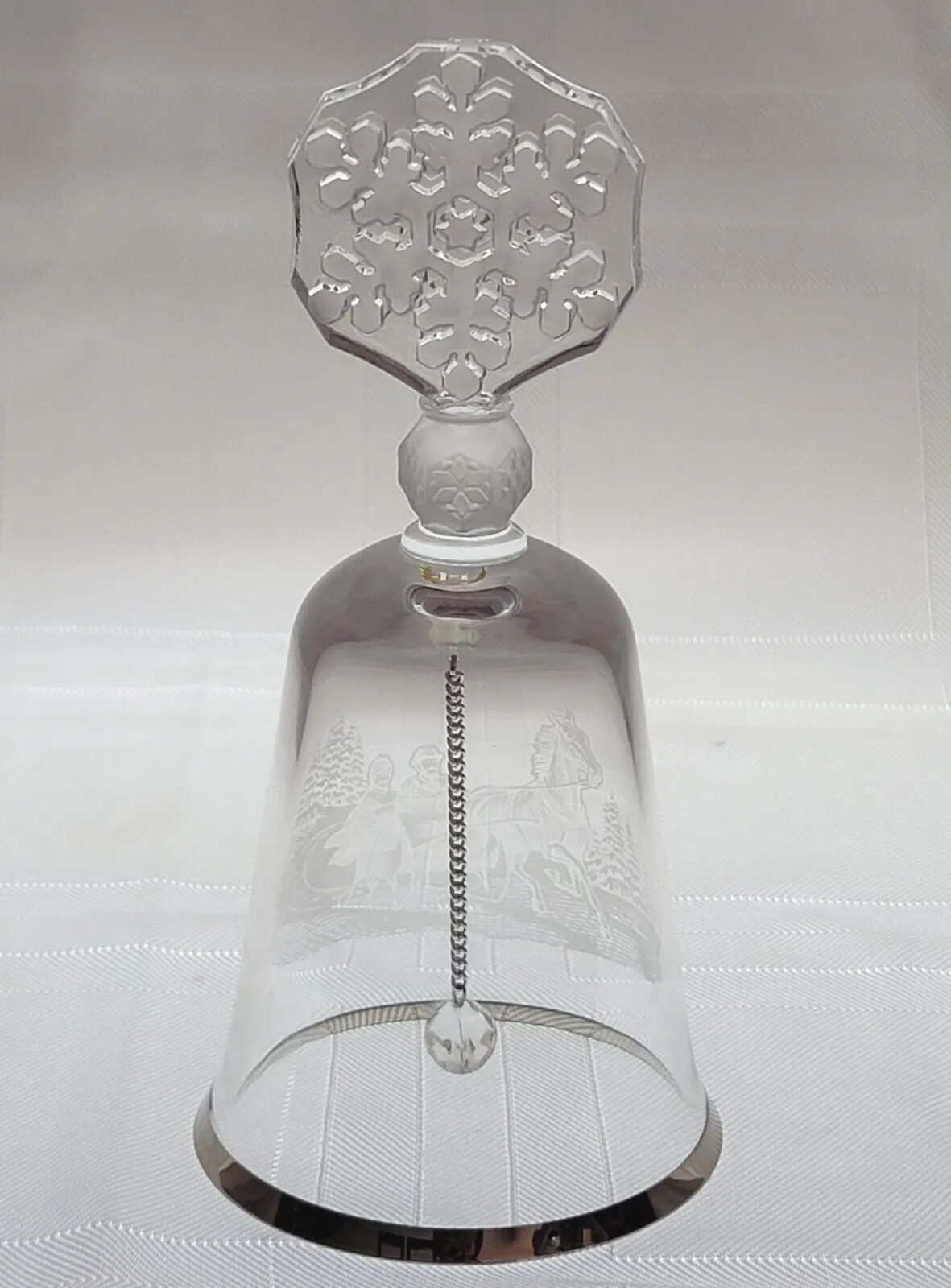 Lenox Crystal Christmas Holiday Bell Platinum Trim Sleigh Ride 7" Vtg ...