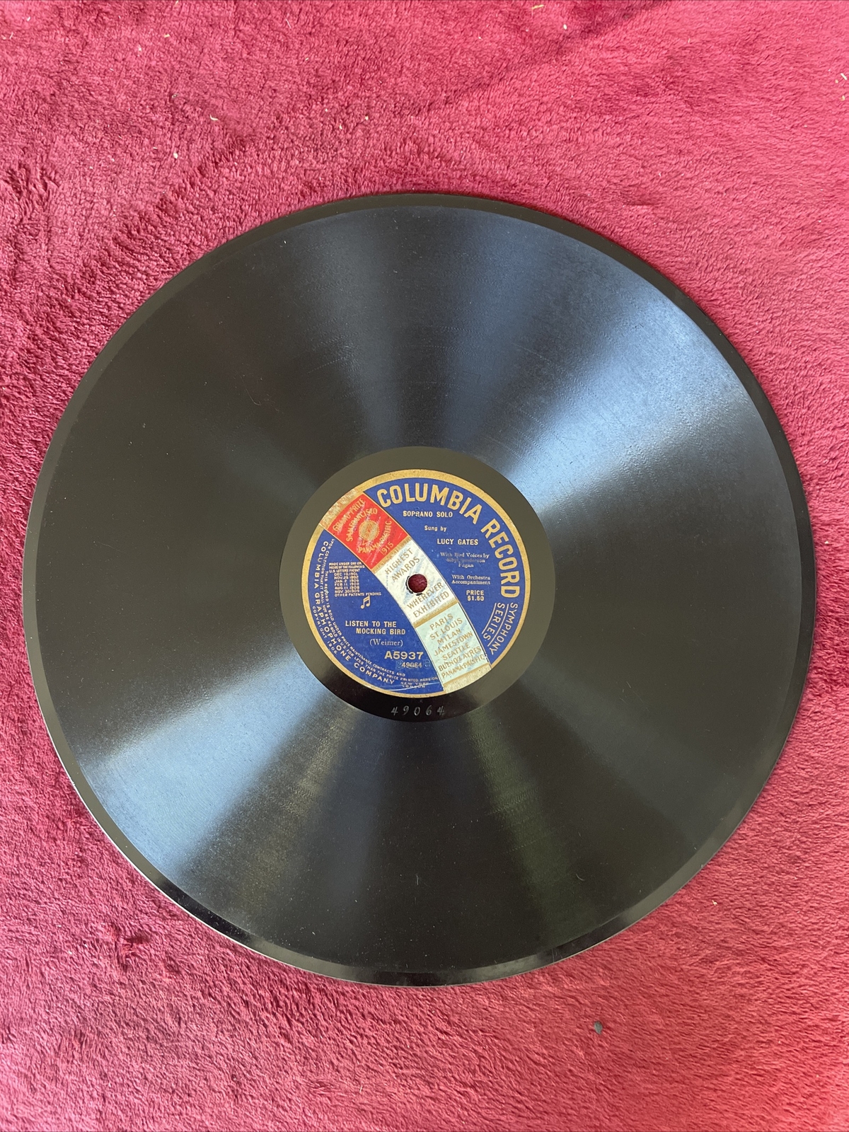 LUCY GATES THE NIGHTINGALE'S SONG 12" 78rpm- COLUMBIA A5937 (Released ...