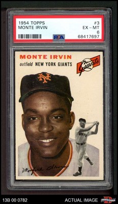 1954 Topps #3 Monte Irvin White Back Giants HOF PSA 6 - EX/MT | eBay