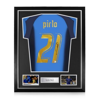 Andrea Pirlo Signed Framed Italy Home Shirt w/ BAS Beckett ...