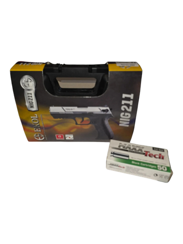 NIG 211 Front Firing Blank Gun Pistol Chrome Finish Package Deal | eBay