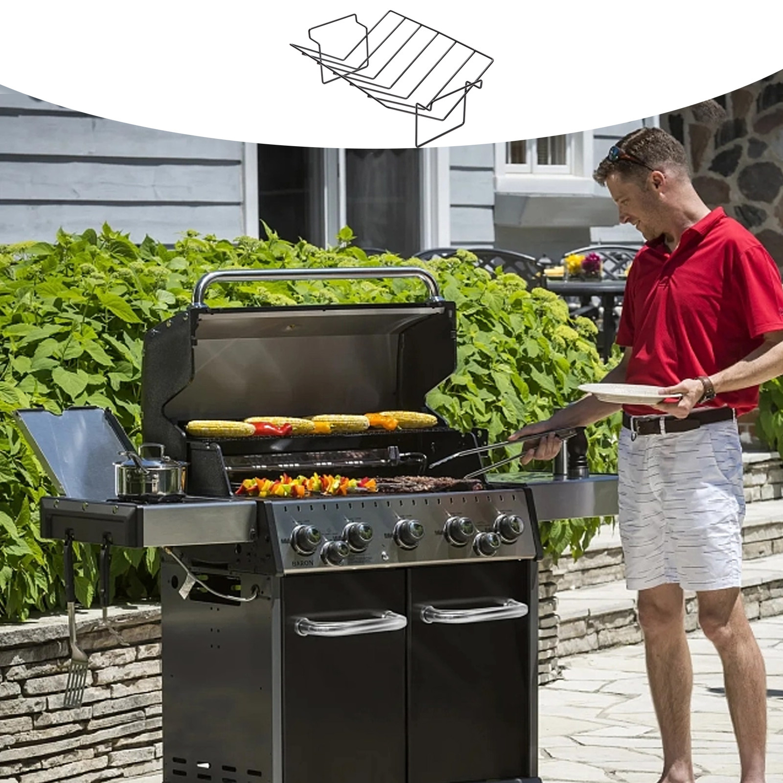 Rib Rack For Grill V-Shaped Roasting Rack Thick High Temp Resistant ...