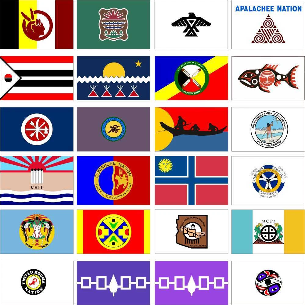 Native Warriors With Flag Clip Art