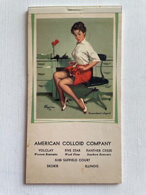 1964 Pinup Girl Advertising Notepad w/ Sexy Secretary by Artist Elvgren ...