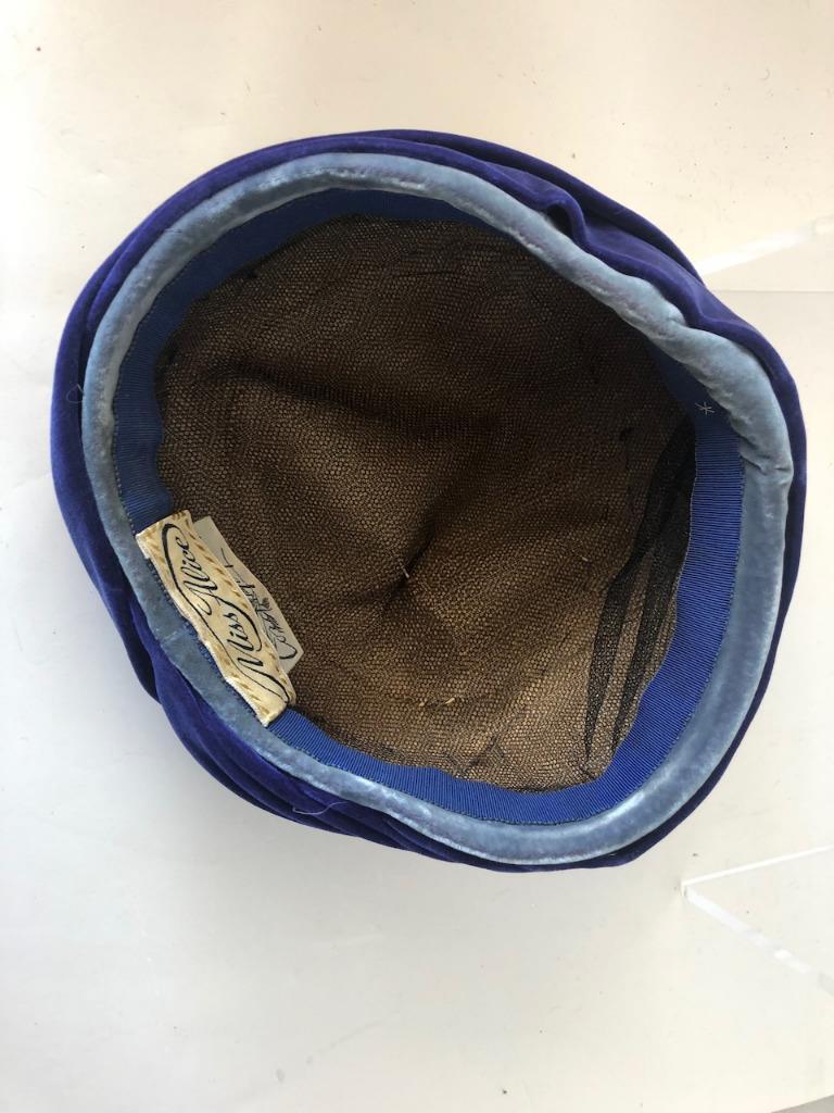 HAT 1920s Miss Alice Purple Pleated drape Velvet Pil… - Gem