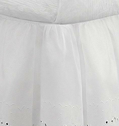 FRESH IDEAS Ruffled Eyelet Bed Skirt Dust Ruffle with Gathered Styling ...