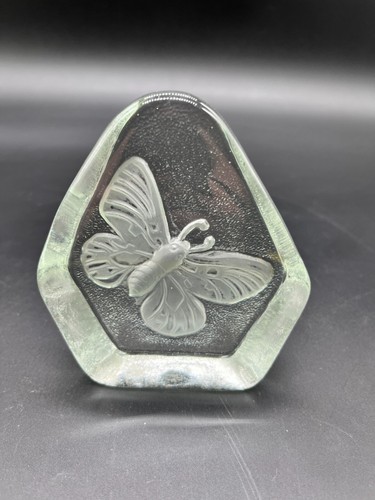 Cast Frosted Clear Glass Butterfly Paperweight 4" x 3.25" | eBay