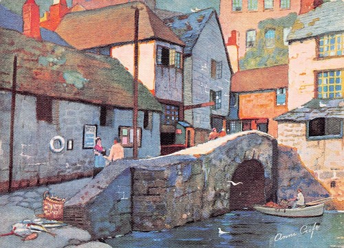 Polperro England Harbor Anne Croft Fish Quay Artist Museum 6x4 Postcard ...
