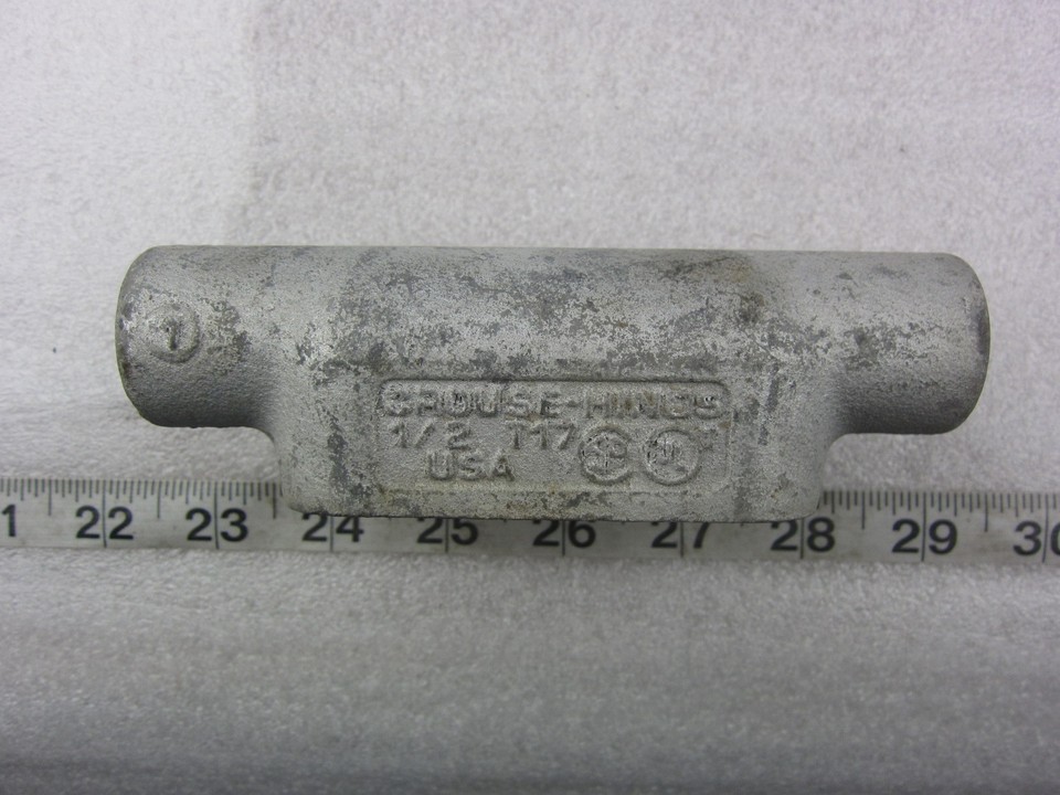 Crouse-Hinds T17 1/2" 0.5" T Tee Condulet Conduit Body wo Cover, Used ...