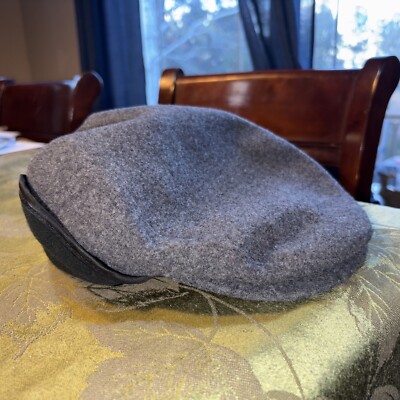 VTG Pendleton 100% Virgin Wool Cap Ear Flap Hat Gray Flat Newsboy ...
