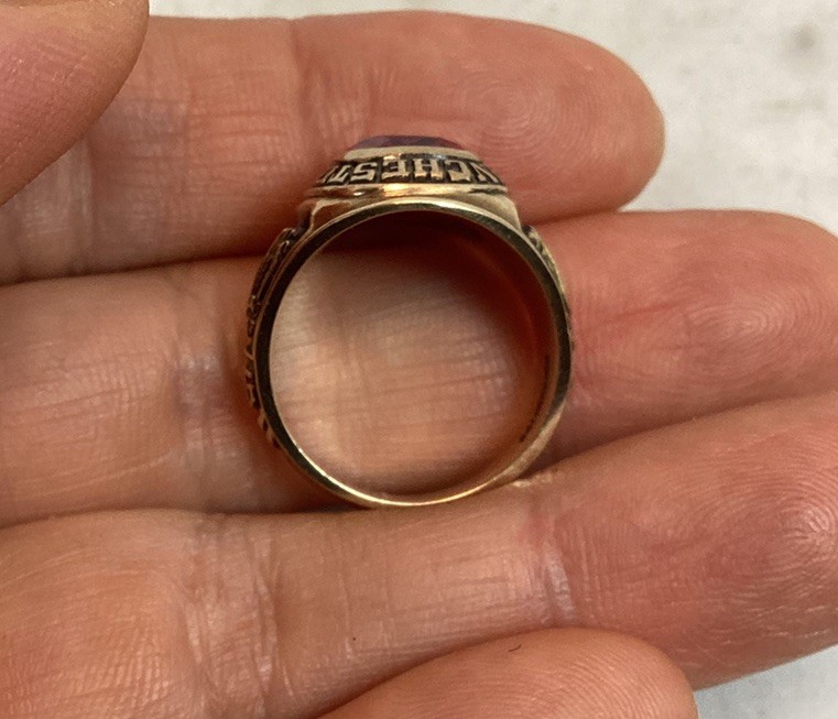 VTG 10K Gold Red Stone 1966 Manchester Regional High School Class Ring ...