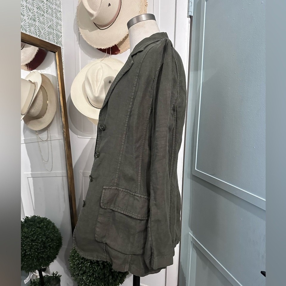 Peruvian Connection Olive Linen Jacket Blazer Size 2 | eBay