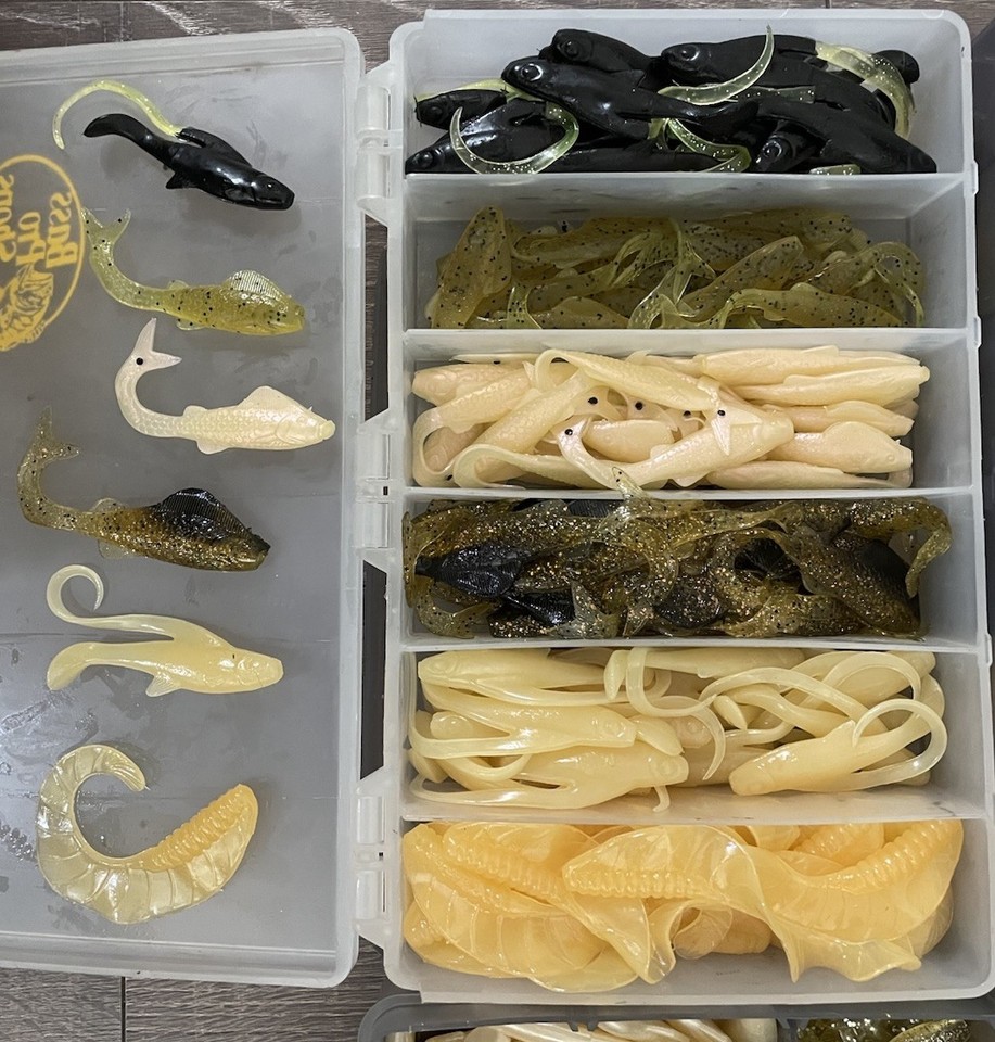 HUGE Lot of Swim Baits Shads Leech Soft Plastics for Bass Walleye NR ...