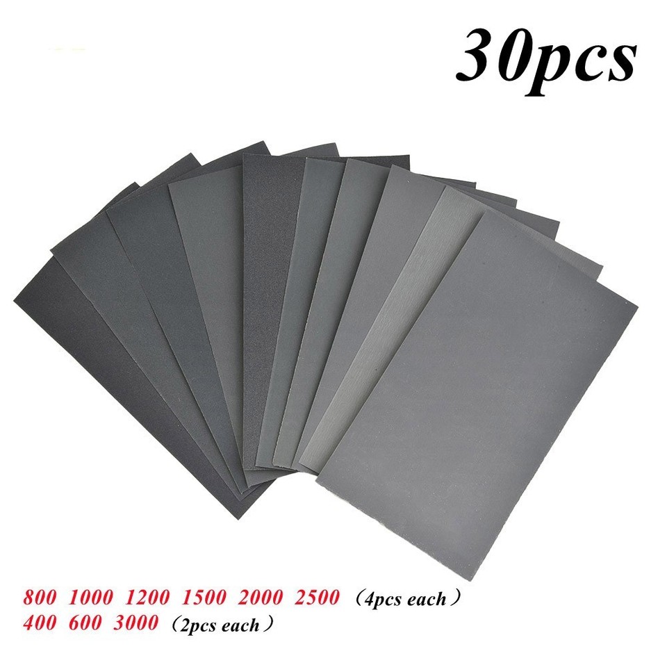 30*//Wet Dry Sandpaper 400 600 3000 800 1000 1200 1500 2500 Grit ...