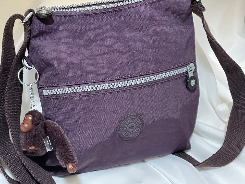 Kipling Purple Fabric Shoulder Bag Cross Body Messenger Mia Monkey | eBay