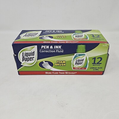 Paper Mate Liquid Paper Pen & Ink Correction Fluid 22ml Bottle White 12 ...