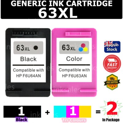 2x Generic 63XL 63 XL Ink For HP Deskjet 1110 2130 3630 Envy 4520 ...