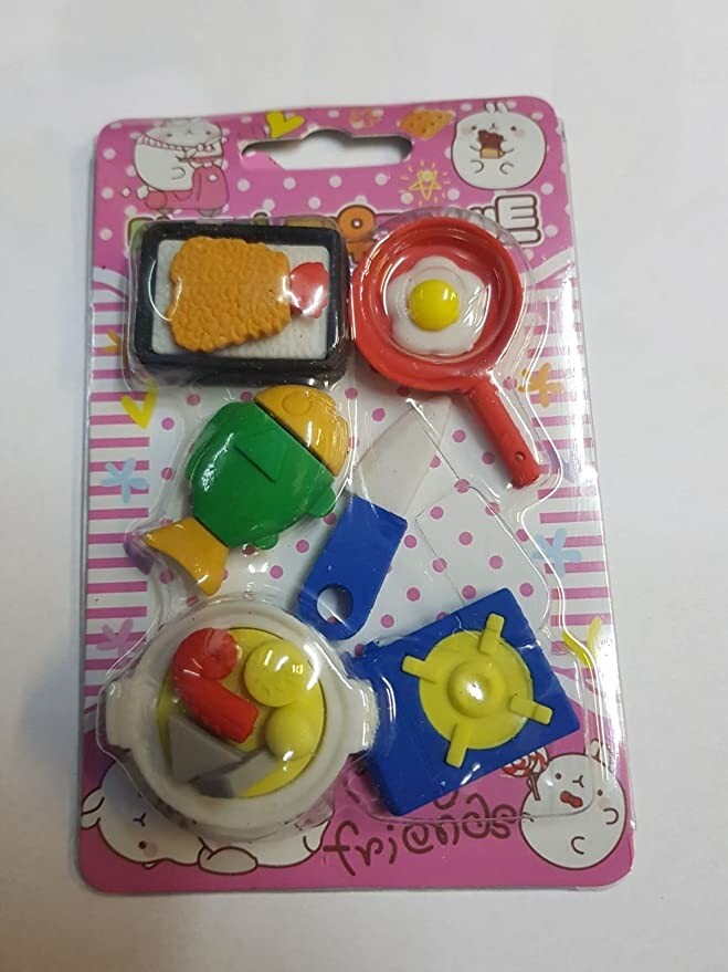 Fancy Design and Different Eraser Shape Rubbers 4 Pack for School Cute ...