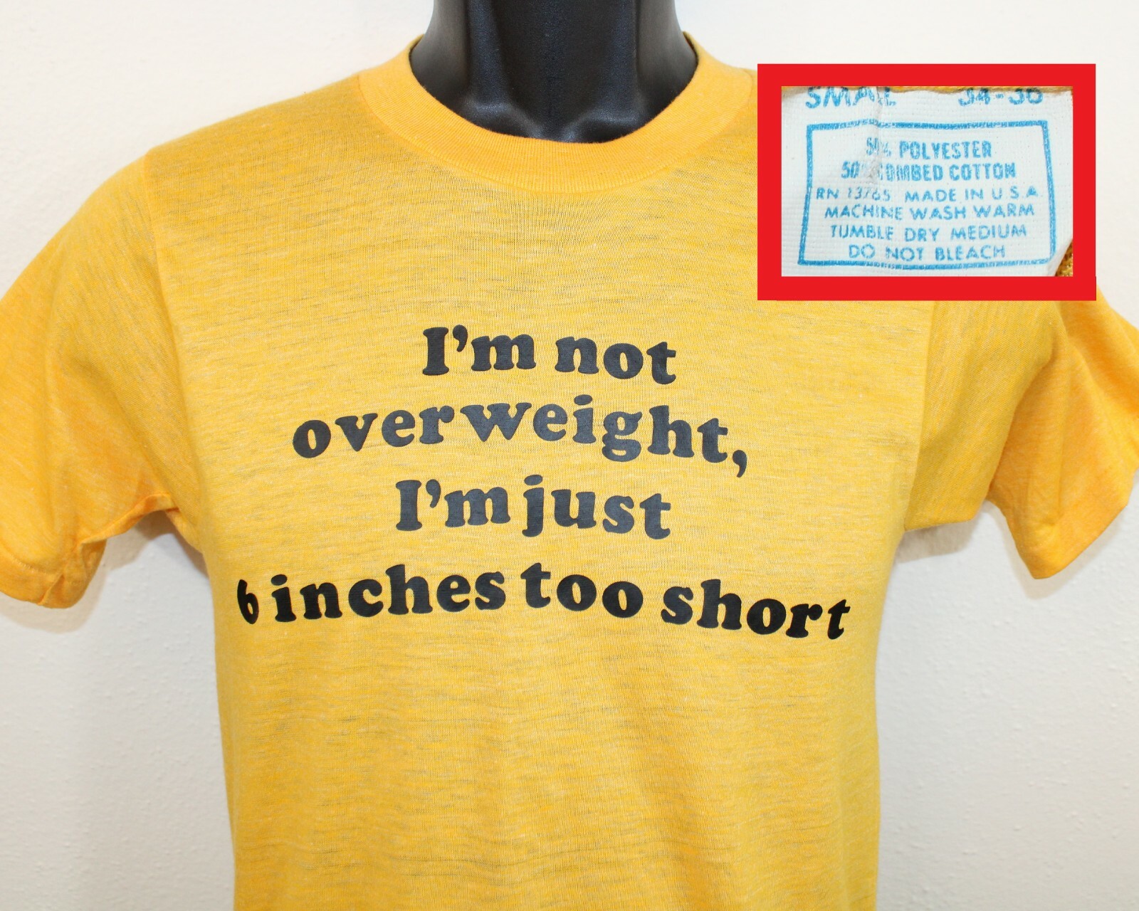 70s 80s I’m not overweight vintage t-shirt yellow sof… - Gem