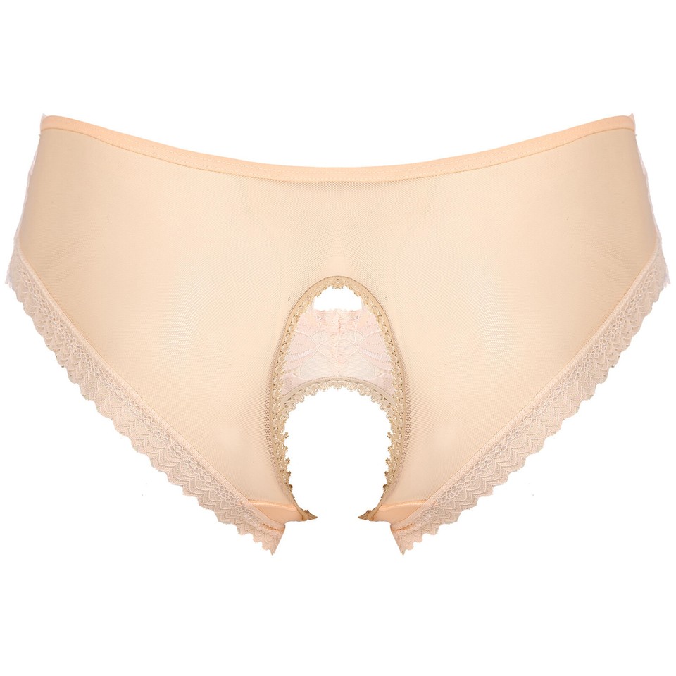 Men's Sheer Mesh Lace Briefs Thongs Hollow Out Crotch Panties Lingerie ...