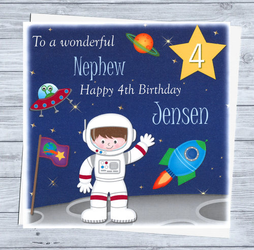 Personalised Birthday Card Spaceman Astronaut ANY AGE Son, Grandson ...
