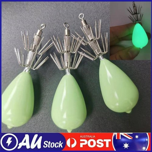 3Pcs Glowing Cuttlefish Lure Hook Glow in Dark for Night Fishing ...