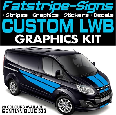 to fit FORD TRANSIT CUSTOM LWB GRAPHICS STICKERS STRIPES ST M SPORT DAY ...